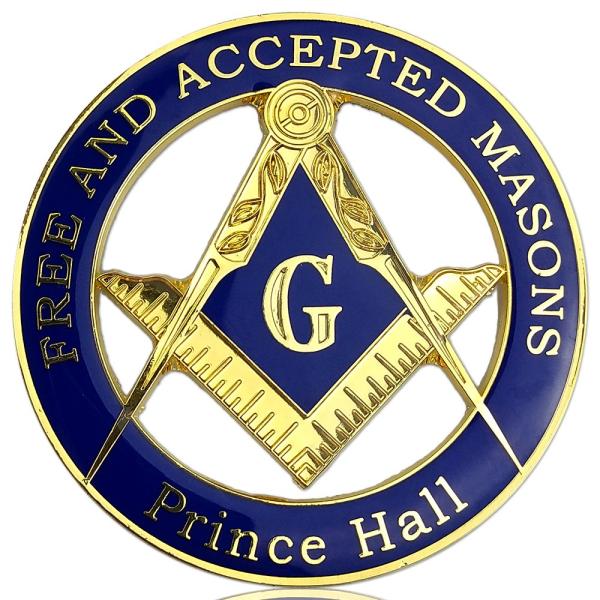 商品名: Round Masonic自動車エンブレムとコンパスと正方形シンボル、単語フリーand accepted masons Prince Hall Prince Hall Free Accepted Masons Blue &amp;...
