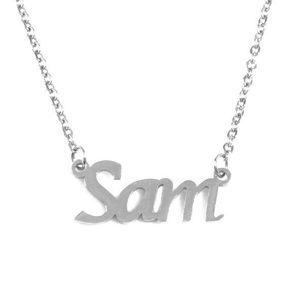 商品名: Zacria Sam 名前入りネックレス 18カラット シルバートーン 上品なネックレス - ジュエリーギフト 女性 ガールフレンド 母 姉妹 友人 Zacria Sam Personalized Name Necklace 18...