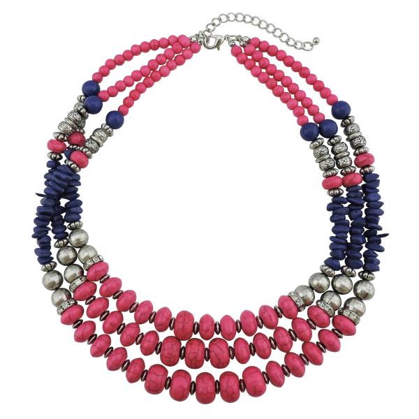 商品名: Bocar Statement 3ストランド ターコイズ カラフル チャンキー ネックレス レディース ギフト, プラスチック Bocar Statement 3 Strand Beaded Colorful Chunky Nec...
