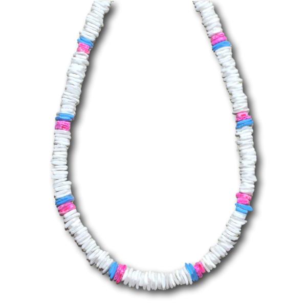 商品名: ネイティブTreasureホワイトローズClamチップPukaシェルネックレスwithブルーandピンクチップアクセント Native Treasure 16" inch Mens and Womens White Rose Cl...