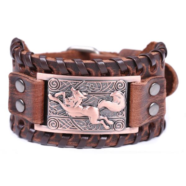 商品名: Lemegeton Vikingティーンウルフメンズのメタルチャームブレスレット、ケルティックノットバングルレトロジュエリー Lemegeton Viking Runing Wolf Fox Celtic Knotwork Wid...