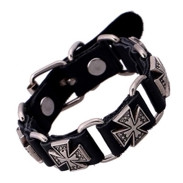 商品名:  bludi-mudi New Multi-Layered Handmade Adjustable Wide Belt Made of Genuine Leather Bracelet-Cuff for Men Punk Bike...