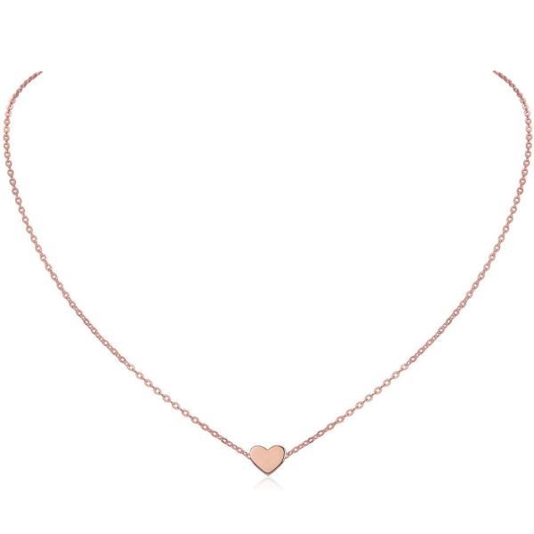 商品名: ChicSilver パーソナライズ 925スターリングシルバー 上品な小さなハート/星/月/ドット/三角形ペンダントネックレス レディース シルバー/ゴールド/ローズゴールド/ブラック (ギフトボックス付き), 03.ローズゴー...