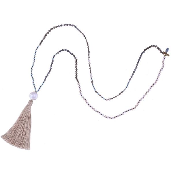 商品名: KELITCH ロングチェーン タッセルネックレス 手結び クリスタルビーズ シェル パール Yネックレス レディース ガールズ KELITCH Charm Shell Pearl Bead Tassel Pendant Neck...
