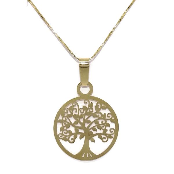 商品名:  18K Gold Tree of Life Pendant Necklace Women | Family Protection Amulet | Fashionable Charm Chain | 2.30g Yellow G...