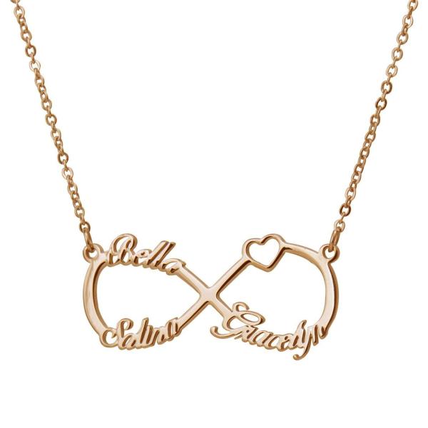 商品名:  AIJIAO Customized Infinity Bar Personalized 3 Names Pendant Necklace for Women Heart Jewelry Giftsブランド: AIJIAO高さ: ...