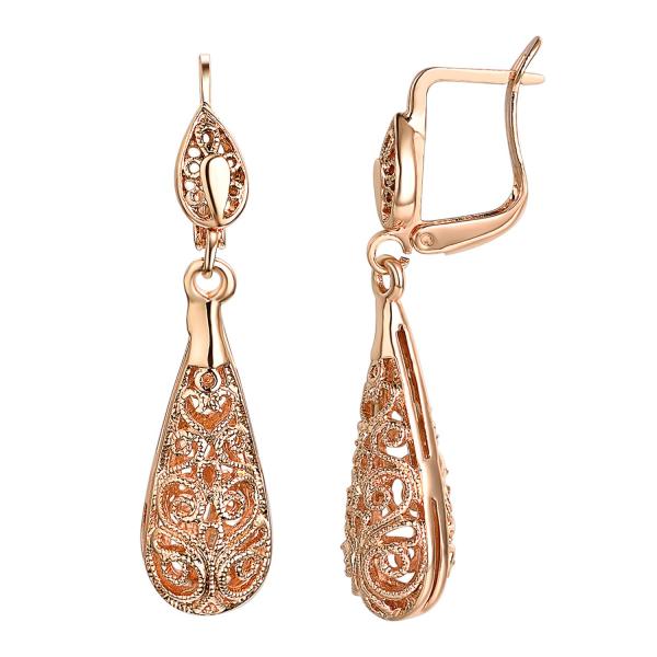 商品名:  Yoursfs Filigree Teardrop Leverback Dangle Earrings for Women 18K Rose Gold Plated Wedding Earring Prom Jewelryブラン...