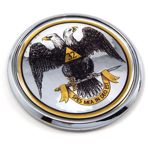 商品名: Scottish Rite 32度旗 2.75インチ 車 クローム ラウンド エンブレム デカール 3Dバッジ Scottish Rite 32nd Degree Flag 2.75" Car Chrome Round Emble...