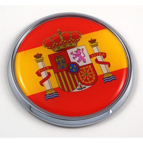 商品名: スペイン スペイン国旗 2.75インチ 車 クローム 円形エンブレム デカール 3D ステッカー バッジ Spain Spanish Flag 2.75" Car Chrome Round Emblem Decal 3D Stic...