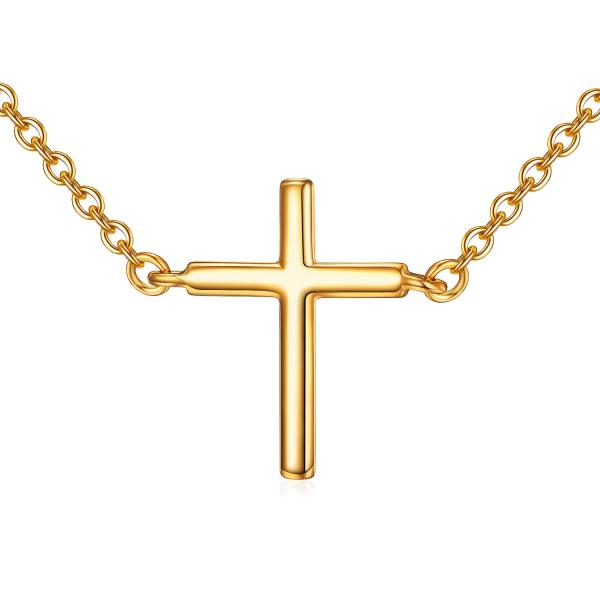 商品名: 925 スターリング シルバー クロス ペンダント チェーン ネックレス レディース 18K 金メッキ ジュエリー 925 Sterling Silver Lucky Cross Pendant Necklace for Wome...