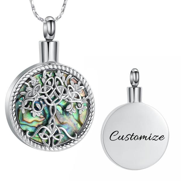 商品名:  Imrsanl Tree of Life Urn Necklaces for Ashes for Women Men Abalone Shell Tree of Life with Celtic knot Cremation J...
