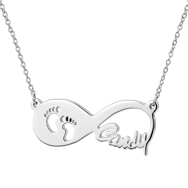 商品名: LONAGO パーソナライズ インフィニティネームネックレス 赤ちゃん足跡の名前入り カスタマイズペンダント 誕生日ギフトジュエリー 子供や女性に LONAGO Personalized Infinity Necklace wit...
