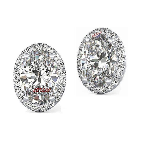 商品名: キュービックジルコニア スタッドピアス 4カラット オーバルカット ハロー ロシアンキュービックジルコニア、模造ダイヤモンド、サファイア、エメラルド、イエローダイヤモンド メンズ、レディースギフト ブライダル（ダイヤモンド-ホワイ...