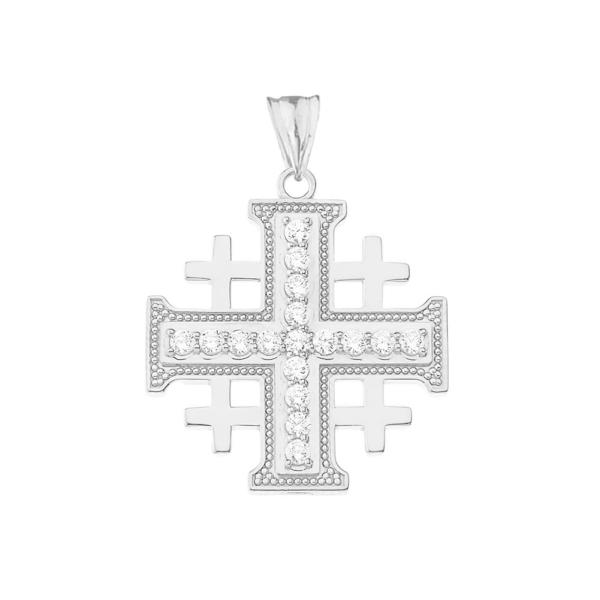 商品名: 高級スターリングシルバーCZエルサレムクロスペンダント Religious Jewelry by FDJ Fine Sterling Silver CZ Jerusalem Cross Pendantブランド: Religious...