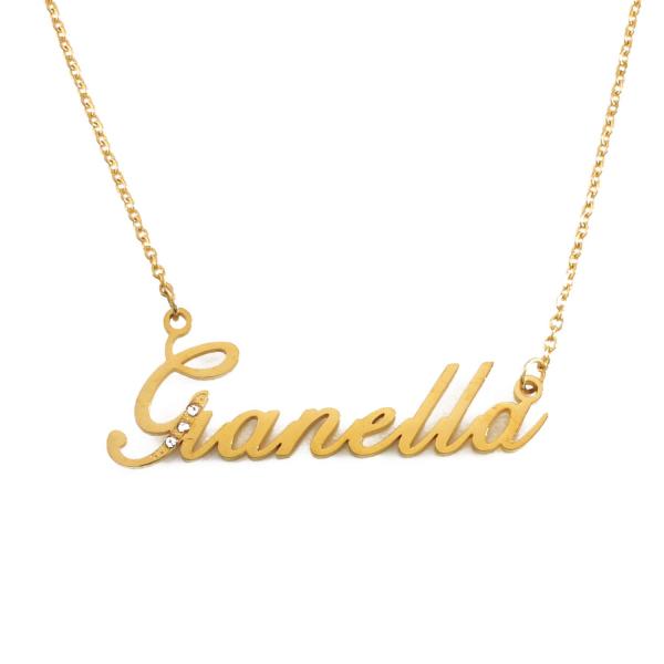 商品名: Italic Gianella ネームネックレス ゴールドトーン パーソナライズされた上品なネックレス ? ジュエリーギフト 女性 彼女 母 姉妹 友人 ギフトバッグ&amp;ボックス Zacria Italic Gianella...