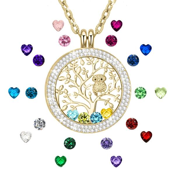商品名: CHICNOW I Love You to The Moon and Back ファミリーツリーオブライフ フローティングチャーム メモリーロケットネックレス 誕生石付き お母さんへのギフト CHICNOW Family Tree...