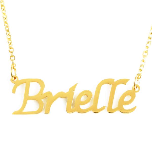 商品名: Brielle ネームネックレス 18カラット ゴールドメッキ 個性的 上品なネックレス - ジュエリーギフト 女性 ガールフレンド 母 姉妹 友人 ギフトバッグ&amp;ボックス, ステンレス鋼 Brielle Name Nec...