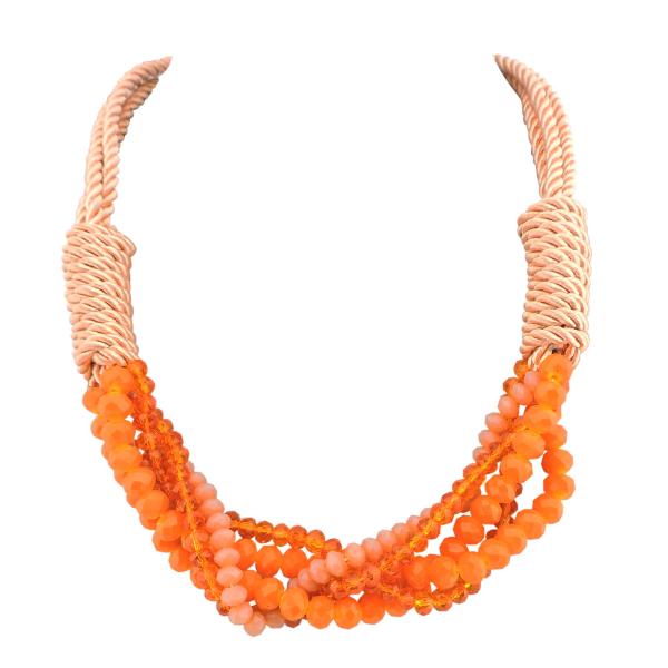 商品名: Firstmeet 多層チャンキーガラスビーズロープネックレス レディース, ガラス Firstmeet Women's Multi Strand Chunky Glass Beads Orange Rope Collar Nec...
