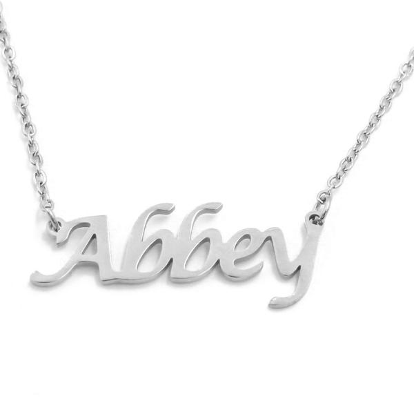 商品名: Kigu Abbey カスタムネームネックレス パーソナライズ シルバートーン Abbey Name Necklace Personalized 18ct Silver Tone Dainty Necklace - Jewelry...