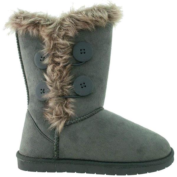 商品名: [アンノウン] レディース US サイズ: 7.5 M US Women's Fur Mid-Calf 4 Buttons Faux Soft Snow Winter Flat Boot Shoes New 02 (7.5 B(M...