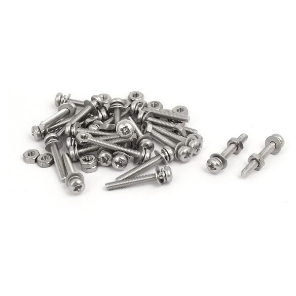商品名:  Aexit M2.5x18mm 304 Quality Parts Stainless Steel Phillips Pan Head Bolt Screw Nut w Washer 25 Sets Model:84as217q...