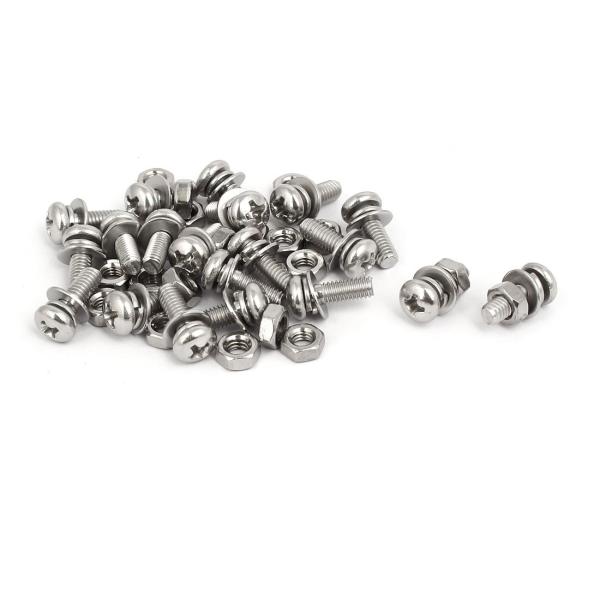 商品名:  Aexit M4x12mm 304 Quality Parts Stainless Steel Phillips Pan Head Bolt Screw Nut w Washer 20 Sets Model:47as585qo7...