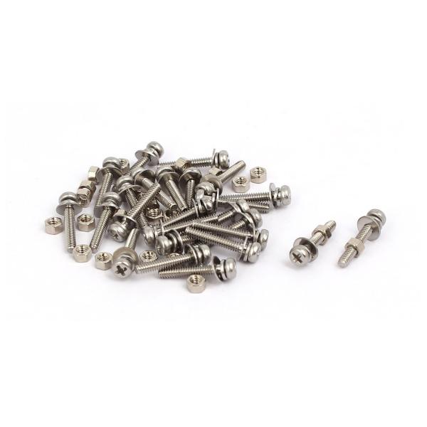 商品名:  Aexit M1.6x10mm 304 Quality Parts Stainless Steel Phillips Pan Head Bolt Screw Nut w Washer 25 Sets Model:51as642q...