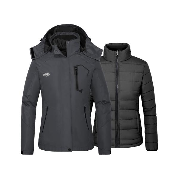 商品名: Wantdo OUTERWEAR レディース US サイズ: Large カラー: グレイ wantdo Women's Mountain Ski Jacket Windproof Snow Coat with Hood Dark...