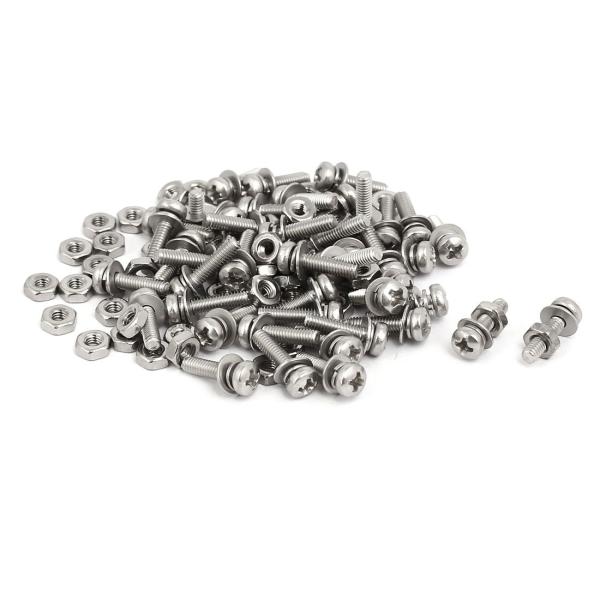 商品名:  Aexit M2.5x10mm 304 Quality Parts Stainless Steel Phillips Pan Head Bolt Screw Nut w Washer 45 Sets Model:48as514q...