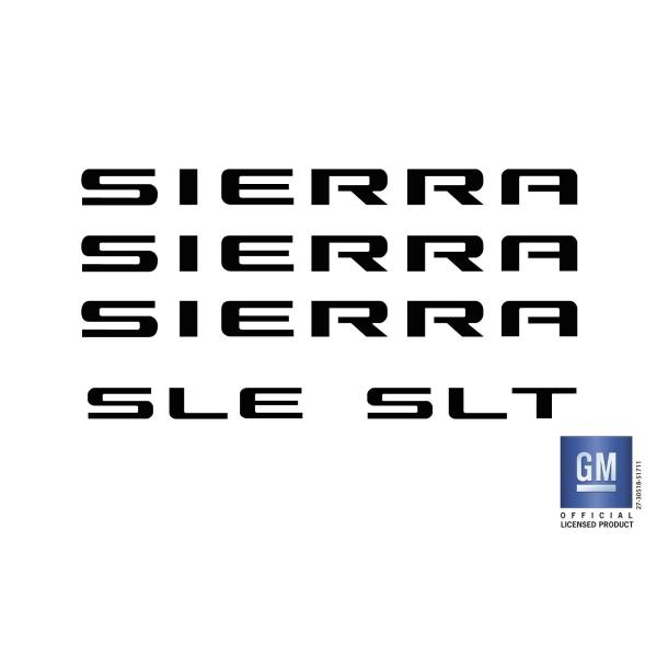 商品名: EmblemsPlus GMC Sierra SLE Slt トラックエンブレム オーバーレイデカール文字（ブラック）5枚セット 2007 Thru 2018用 GM公式ライセンス製品。 EmblemsPlus GMC Sierr...