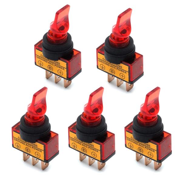 商品名:  RKURCK 12V DC 20A Two Position ON/Off 3P SPST 0.47" Mount Illuminated Flick Toggle Switch for Car Boat Marine Auto...