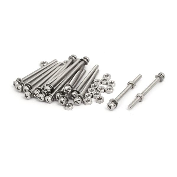 商品名:  Aexit M3x40mm 304 Quality Parts Stainless Steel Phillips Pan Head Bolt Screw Nut w Washer 18 Sets Model:12as572qo5...