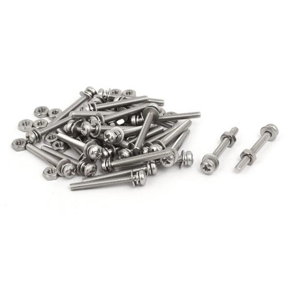 商品名:  Aexit M2.5x22mm 304 Quality Parts Stainless Steel Phillips Pan Head Bolt Screw Nut w Washer 30 Sets Model:42as94qo...