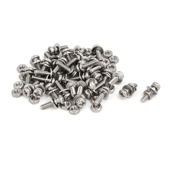 商品名:  Aexit M2x8mm 304 Quality Parts Stainless Steel Phillips Pan Head Bolt Screw Nut w Washer 35 Sets Model:24as95qo173...