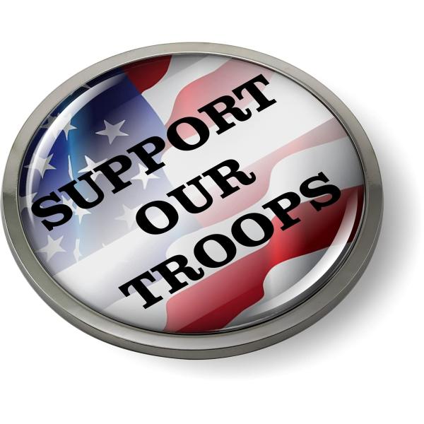 商品名: BestLicensePlateFrames Support Our Troops 3Dドーム型カーエンブレムバッジステッカー 円形 BLP-1705 Support Our Troops 3D Domed CAR Emblem ...