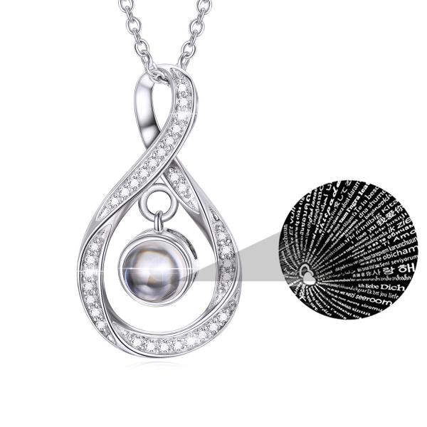 商品名: LONAGO 100言語ネックレス I Love You インフィニティペンダントネックレス Love Forever LONAGO I Love You in 100 Languages Necklace Projection ...