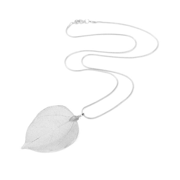 商品名: Tgirls ロングリーフペンダント ダングル 本物の葉 ネックレス ジュエリー レディース ガールズ (シルバー) Tgirls Boho Leaf Pendant Necklaces Dangle Real Leaves Ne...