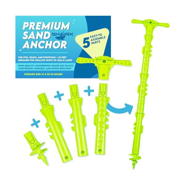 商品名: SandShark スポーツボートアンカー - 4フィート 浅いウォーターサンドアンカー ジェットスキー PWC ポンツーン ショア 近くのサンドバー用 - 特許出願中デザイン アンカーポール SandShark Sport, S...