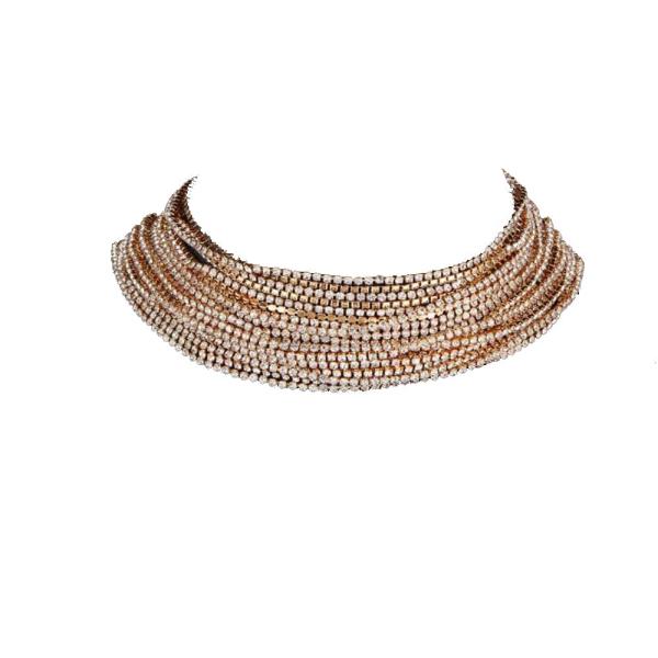 商品名: Anglacesmade ボヘミア レイヤードチョーカーネックレス ダイヤモンドチョーカー ラインストーンチョーカー クリスタルネックレス マルチストランドチョーカー レディース ガールズ (ゴールド) Anglacesmade ...