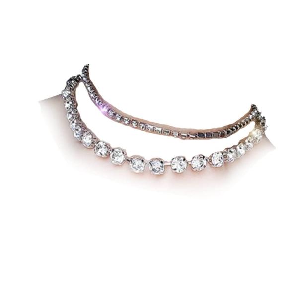 商品名: Anglacesmade ボヘミア レイヤードチョーカーネックレス ラインストーンチョーカー ダイヤモンドネックレス クリスタルチョーカー プロムジュエリー ブライダルウェディングアクセサリー 女性と女の子用 (2個), 2 Pi...