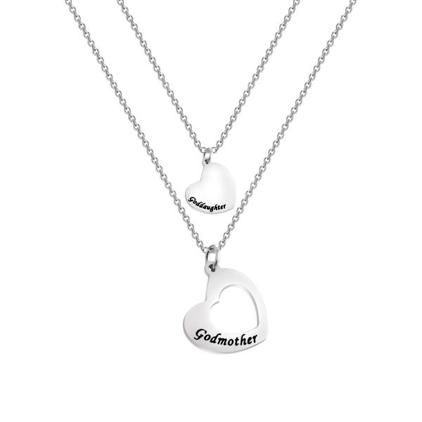 商品名: [FUSTMW] goddaughterネックレスハートのgodmotherマッチングネックレスセットgoddaughter洗礼ギフトgodmotherのための宗教的なジュエリー FUSTMW Goddaughter Neckla...