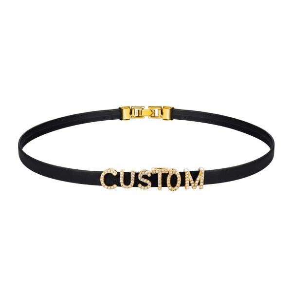 商品名: U7厚手ゴールドプディンチョーカーコミックス スーサイドスクワッド ハーレイクイン ハイネックカラーチョーカー レザーパーソナライズカスタムチョーカー U7 Customized Goth Choker Name Initials...