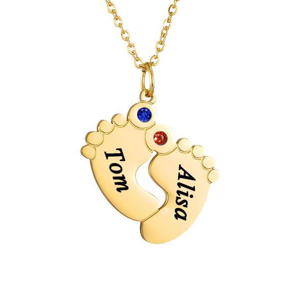 商品名:  LONAGO Baby Feet Necklace Personalized Custom Name Feet Pendant Necklace Gift for Mother Women Girls (Gold, sterli...