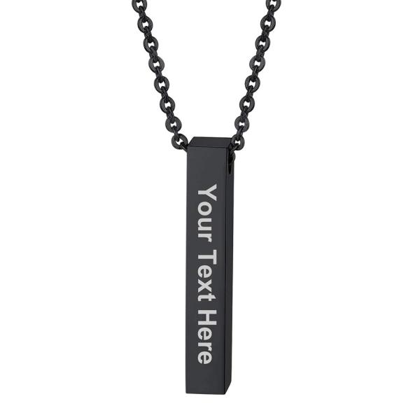 商品名:  PROSTEEL Personalized Black Necklace Customize Engraved Initial Name Vertical Bar Pendant Chain Necklace Men Women...