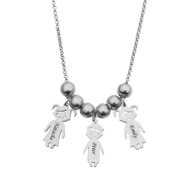 商品名:  RESVIVI Sterling Silver Engraved Personalized Three Children Charms Mothers Necklace Custom Made Any Boys and Girl...