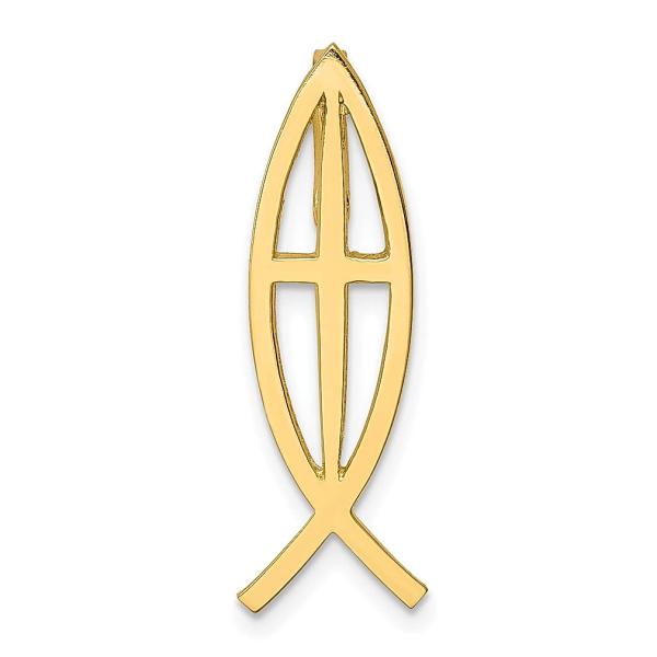 商品名: 14K イエローゴールド イクトゥスクロス 宗教的 魚 スライドネックレス ペンダント チャーム チェーン イクトゥー ファインジュエリー 女性へのギフト, イエローゴールド 14k Yellow Gold Ichthus Cro...