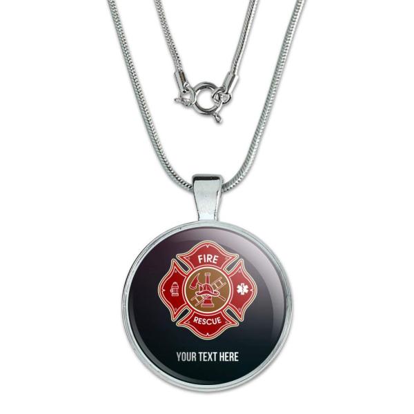 商品名:  GRAPHICS &amp; MORE Personalized Custom 1 Line Firefighter Maltese Cross Fire Rescue 1" Pendant with Sterling Silv...