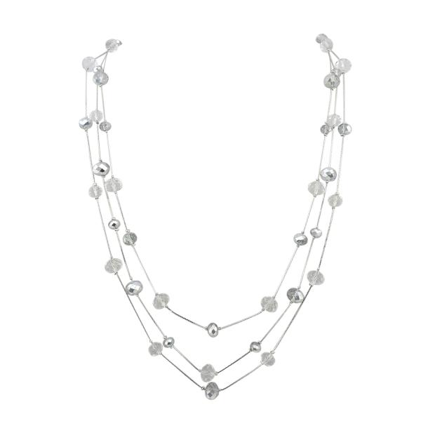 商品名: Firstmeet 3層ガラスビーズ ロングネックレス ホワイト Firstmeet White Three Layer Glass Beads Long Statement Necklace (XL-1026)ブランド: Fir...