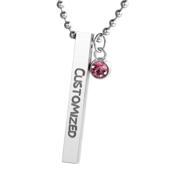 商品名:  COCO Park Free Engraving Custom Name Necklace Stainless Steel Necklace Personalized 4 Sides Vertical Cuboid Bar Ne...
