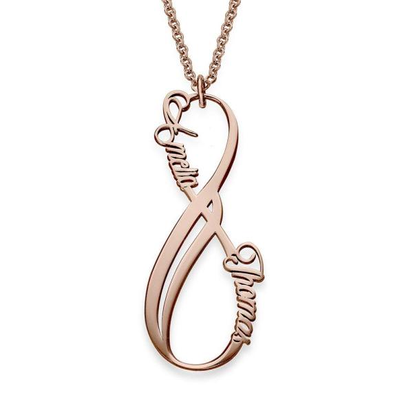 商品名:  925 Sterling Silver Personalized Vertical Infinity Pendant Name Necklace in Rose Gold Plated - Custom Any Nameブランド...